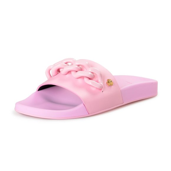 Versace | Shoes | Versace Womens Candy Pink Leather Sandals Flip Flops ...